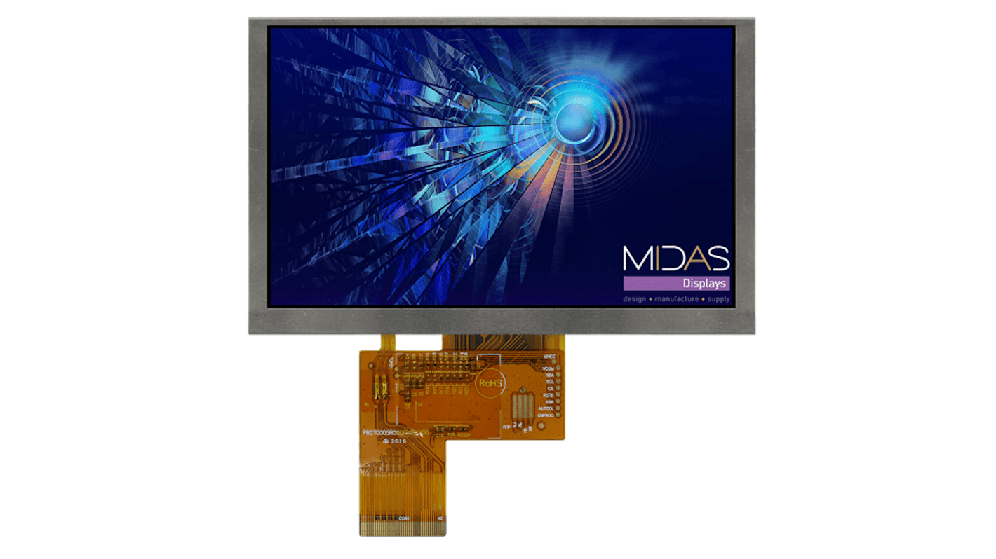 MDT0500D6IH-LVDS | Ecran couleur LCD Midas, 5pouce, interface LVDS, 800 x 480pixels | RS