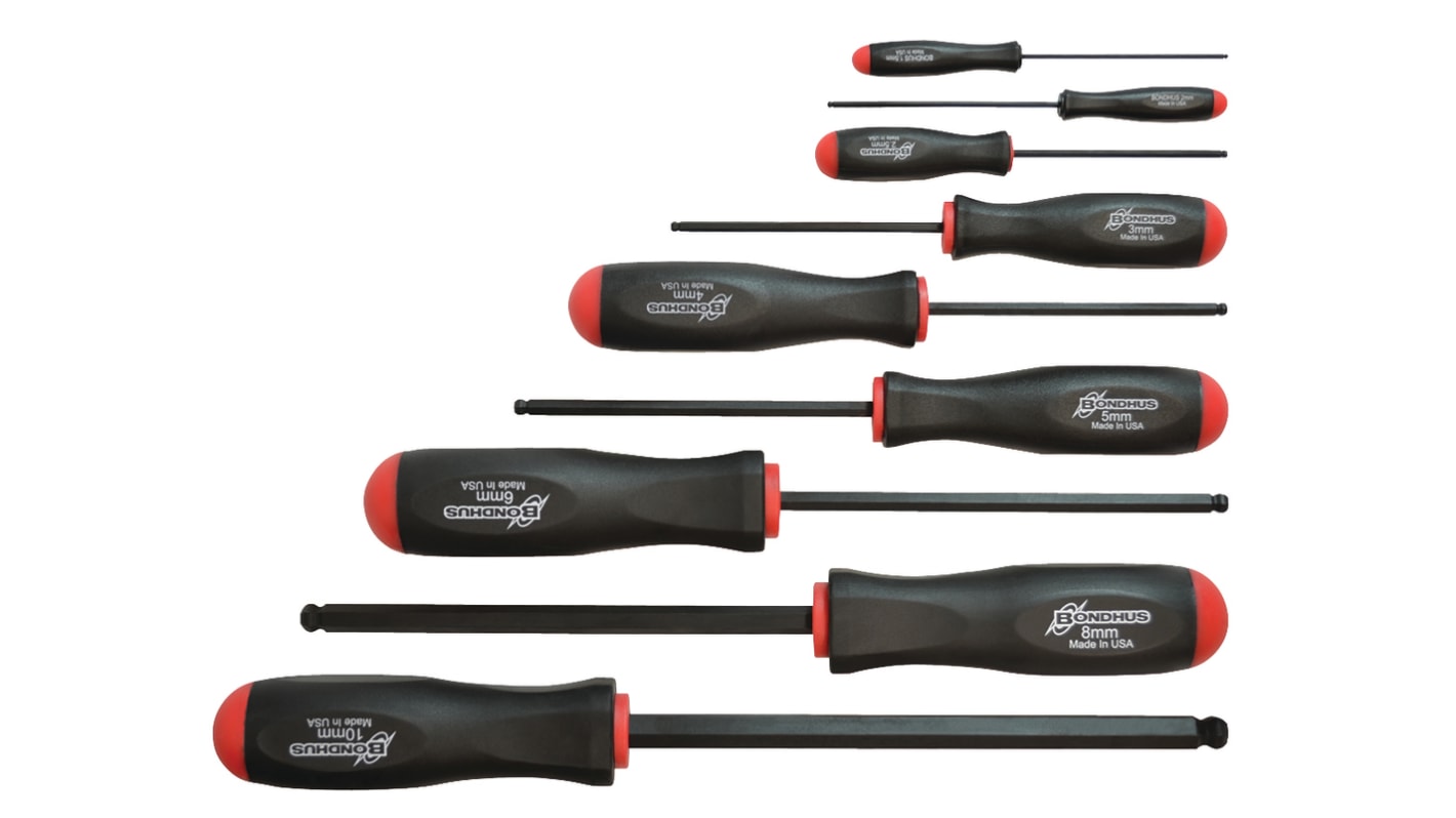 10699 | Bondhus Ball End Hexagon Screwdriver, 1.5mm -10mm Tip | RS