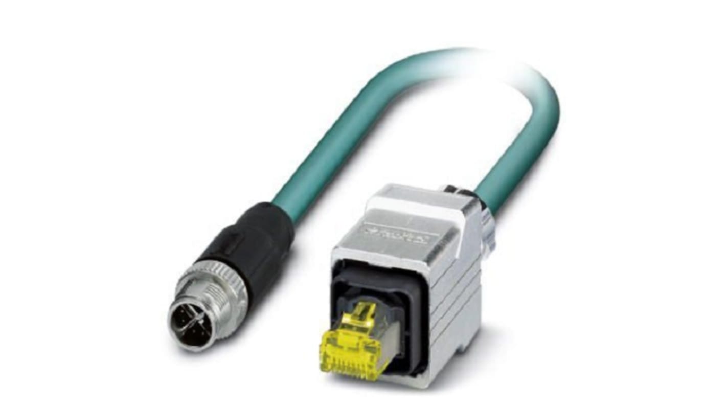 1407477 | Phoenix Contact Cat6a Straight Male M12 to Straight Male RJ45 ...
