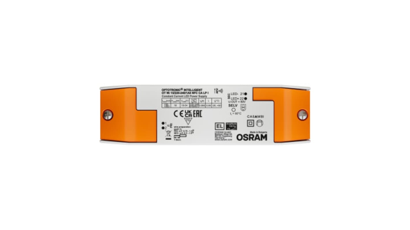 OT-WI-15/220-240/1A0-NFC-CA-LPI | Osram LED Driver, 10 → 54V Output ...