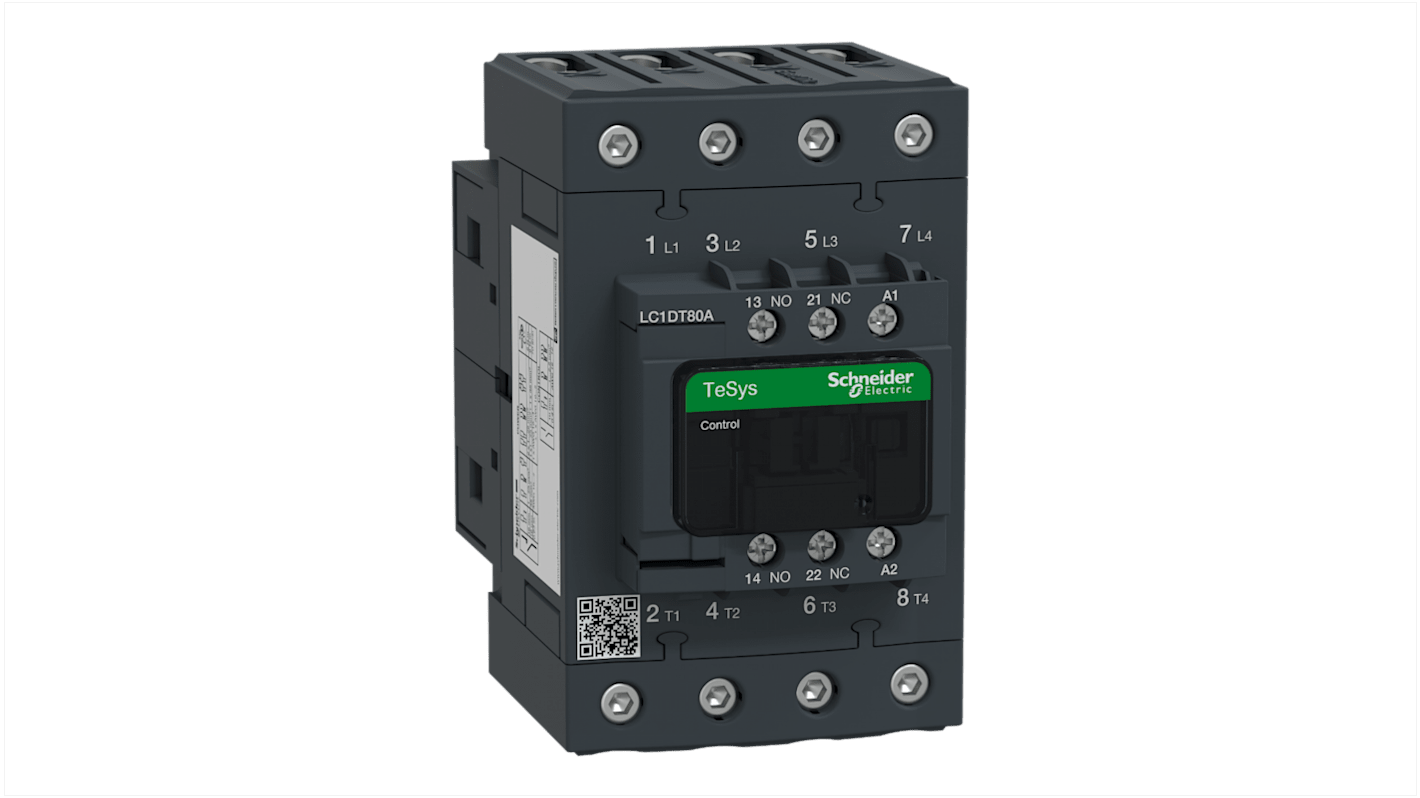 LC1DT80AQ7 | Schneider Electric TeSys D LC1D Contactor, 4-Pole, 80 A, 1 ...