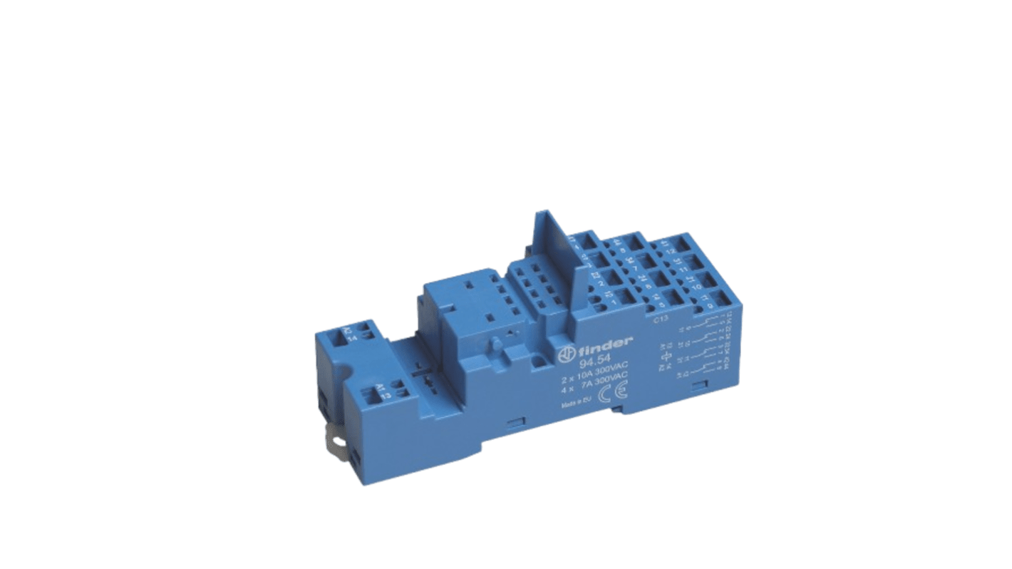 9454SPA | Finder 94 Series 250V DIN Rail Relay Socket, for use with 55. ...