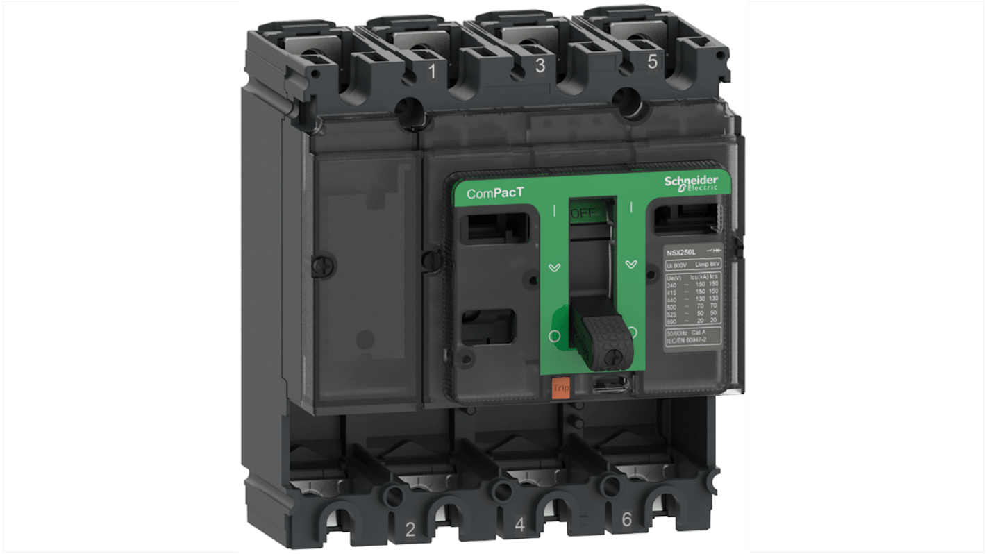 C10S4 | Schneider Electric, ComPacT MCCB 4P 100A, Fixed Mount | RS