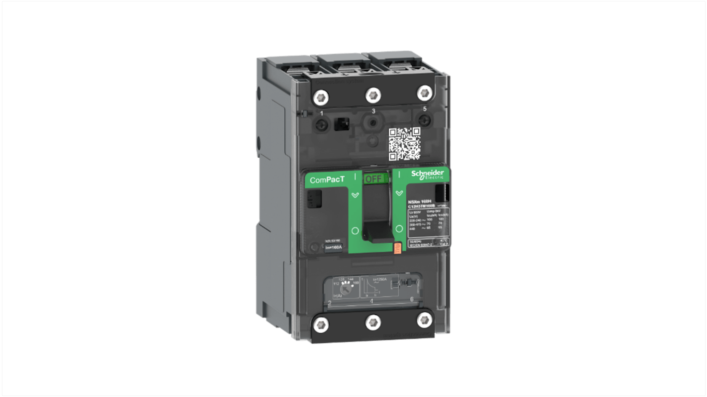 C12F3TM160B | Schneider Electric, ComPacT MCCB 3P 160A, Fixed Mount | RS