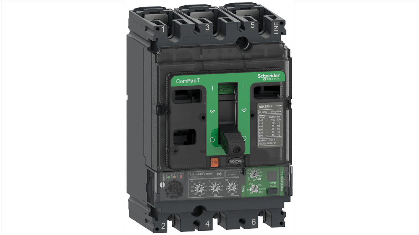 C25H34V250 | Schneider Electric, ComPacT MCCB 3P 250A, Fixed Mount | RS