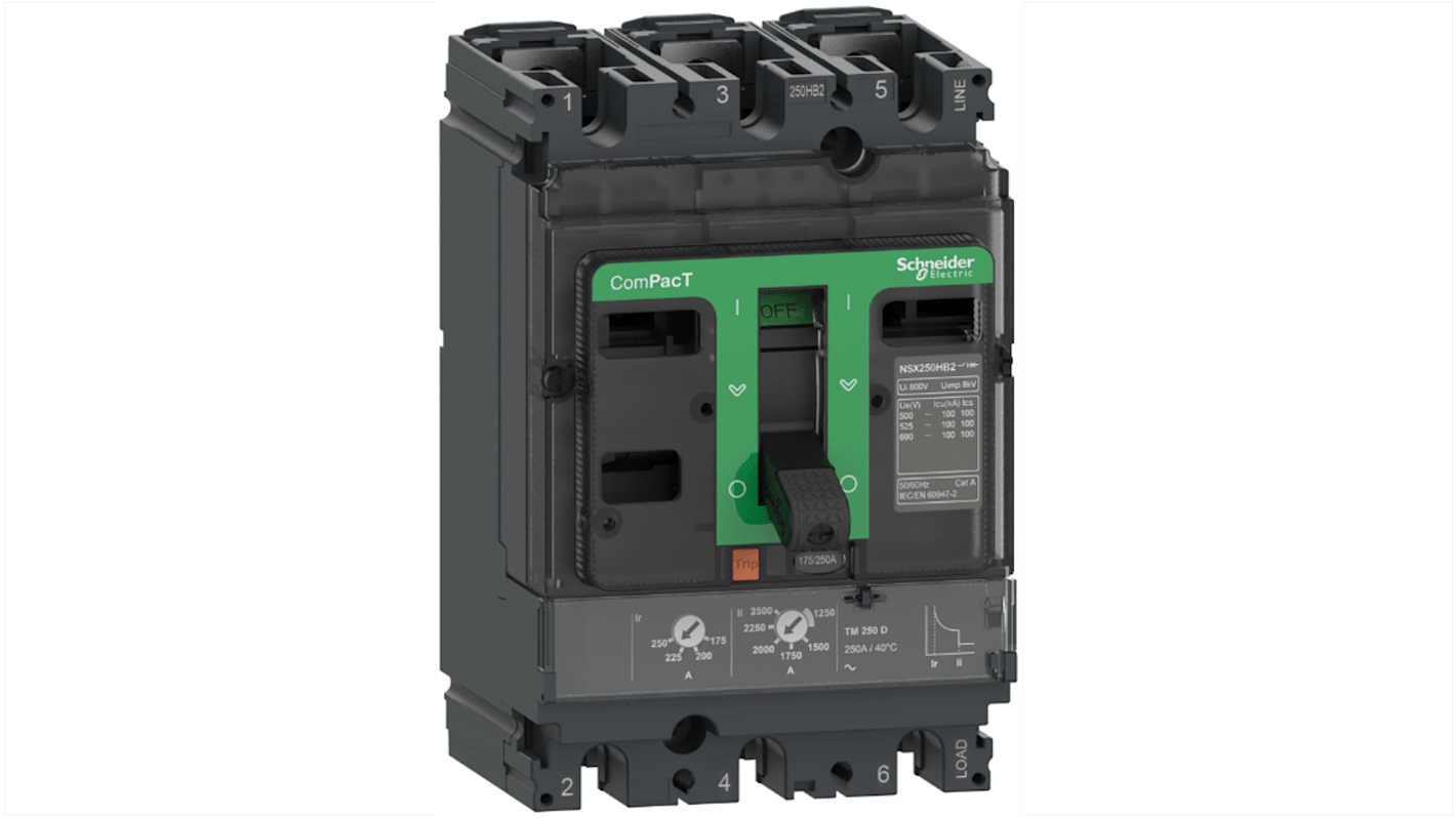 C25R3TM200 | Schneider Electric, ComPacT MCCB 3P 200A, Fixed Mount | RS