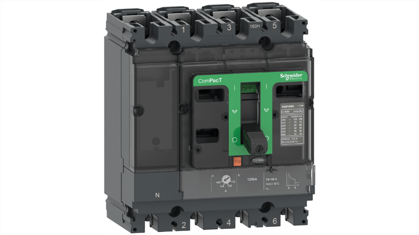 C10H4TM032 | Schneider Electric, ComPacT MCCB 4P 32A, Fixed Mount | RS