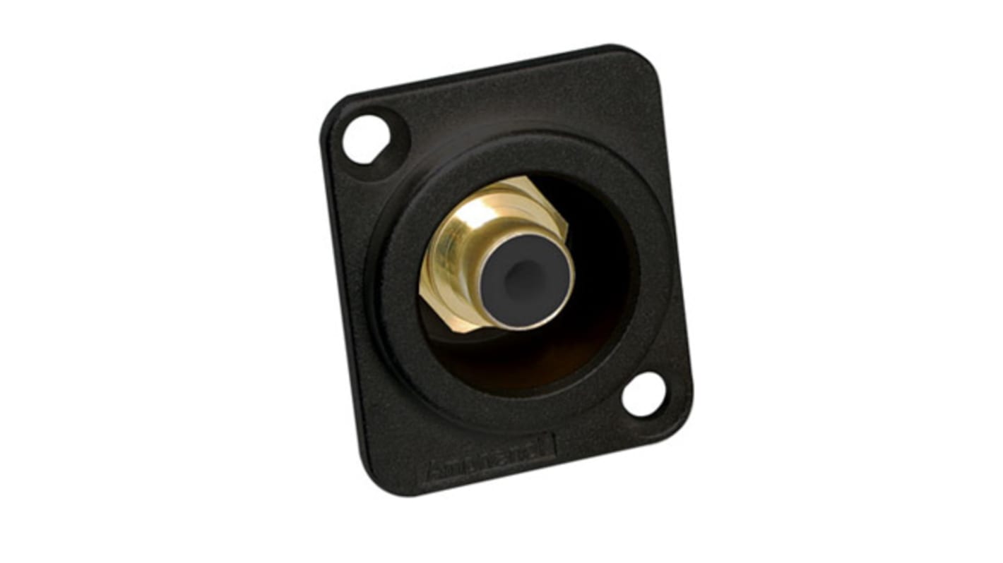 ACJB-BLK | Amphenol Audio Black Panel Mount RCA Socket, Gold, 75A | RS