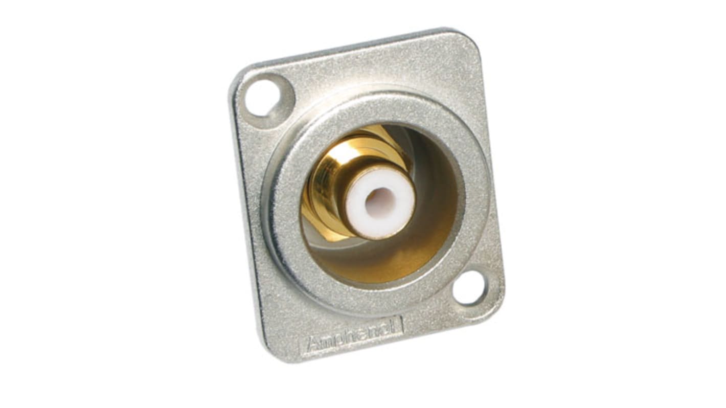 ACJD-WHT | Amphenol Audio Silver Chassis Mount RCA Socket, Gold, 10A | RS