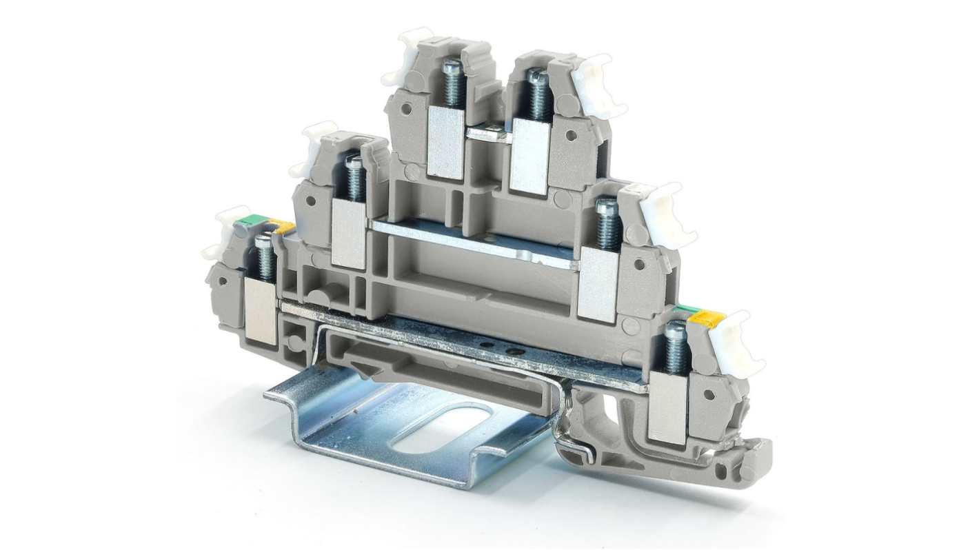 RS PRO 3-Way DIN Rail Earth Terminal Block, 2.5mm², 26 → 14 AWG Wire ...