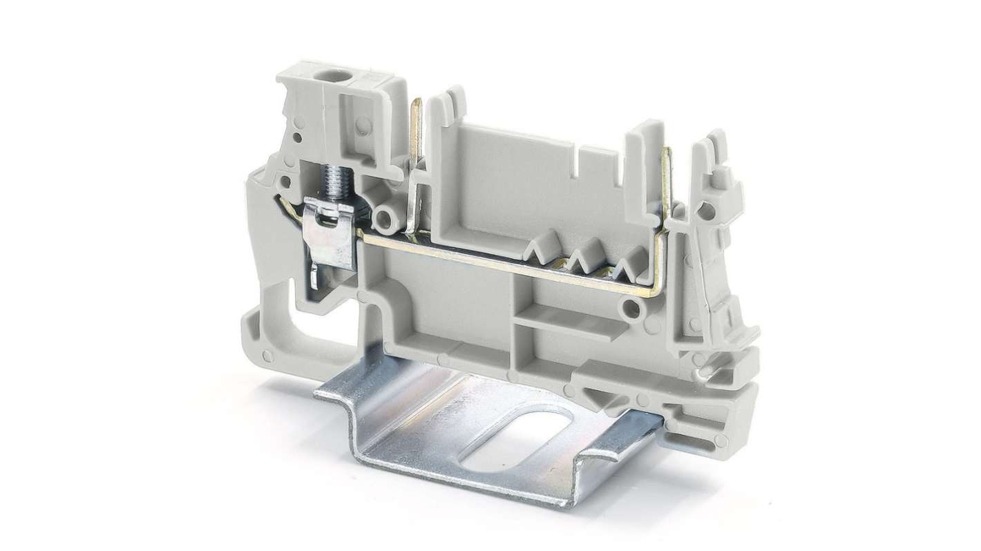 RS PRO Grey Feed Through Terminal Block, 2.5mm², 1-Level, Cage Clamp ...