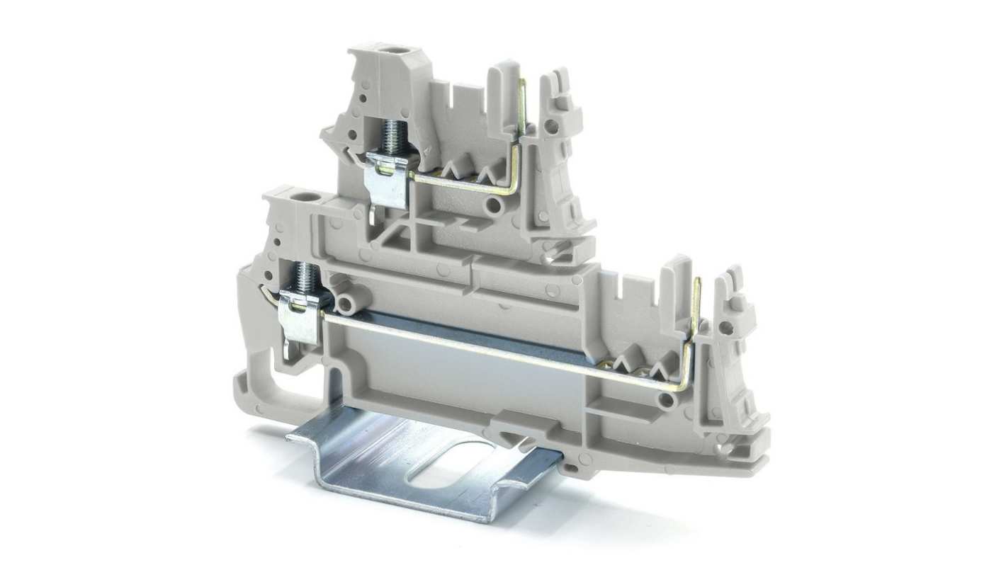 RS PRO Grey Feed Through Terminal Block, 2.5mm², 2-Level, Cage Clamp ...