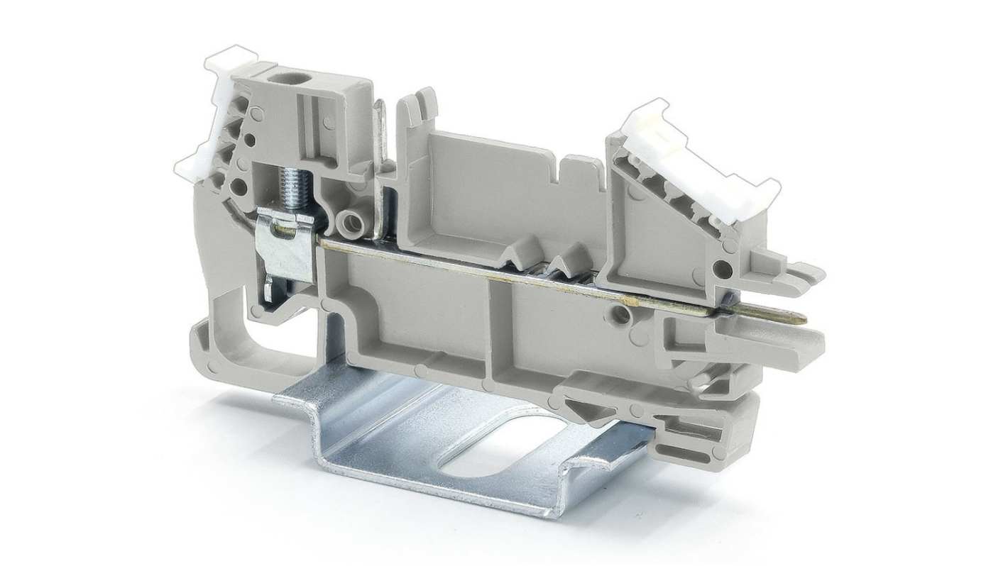 RS PRO Grey Feed Through Terminal Block, 2.5mm², 1-Level, Cage Clamp ...