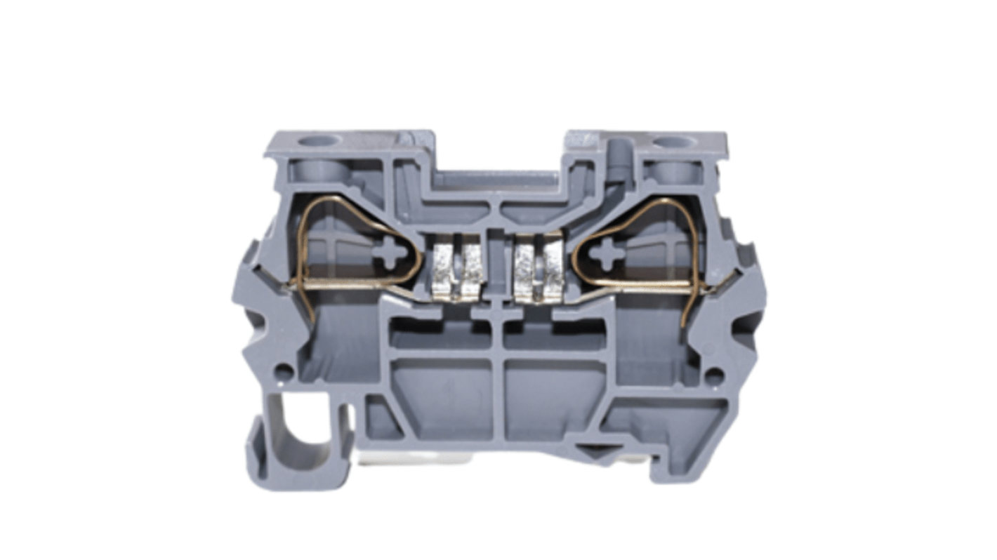 RS PRO Grey Component Terminal Block, 6mm², 1-Level, Spring Termination | RS