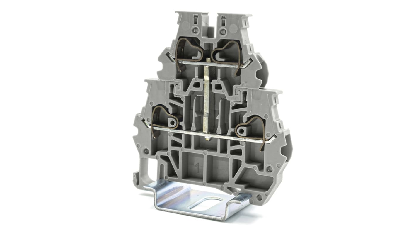 RS PRO Blue Feed Through Terminal Block, 2.5mm², 1-Level, Spring ...