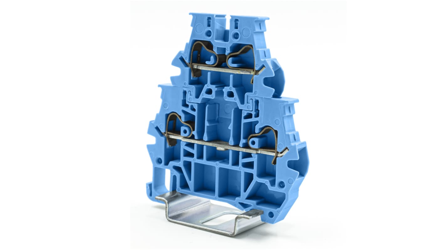 RS PRO Blue Feed Through Terminal Block, 4mm², 1-Level, Spring ...