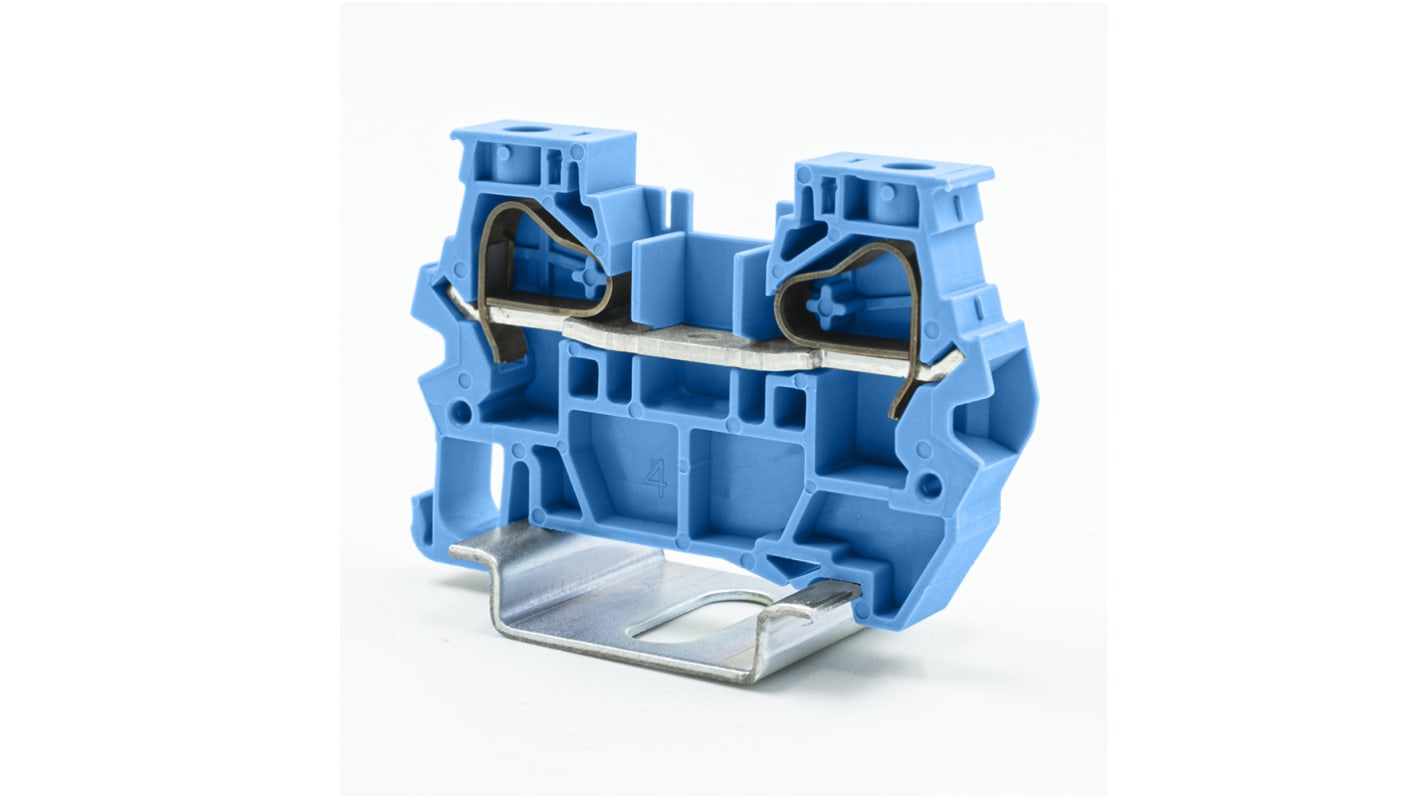 Rs Pro Blue Feed Through Terminal Block, 6mm², 1-level, Spring 