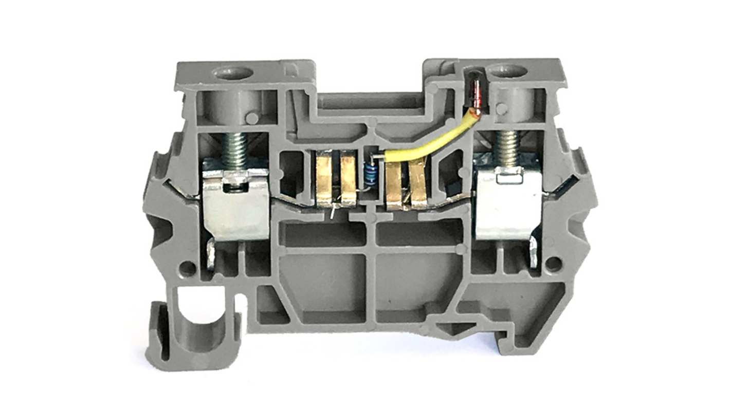 RS PRO Grey Component Terminal Block, 6mm², 1-Level, Clamp Termination | RS