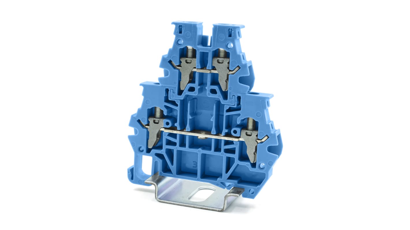 RS PRO Blue Feed Through Terminal Block, 4mm², 2-Level, Clamp ...