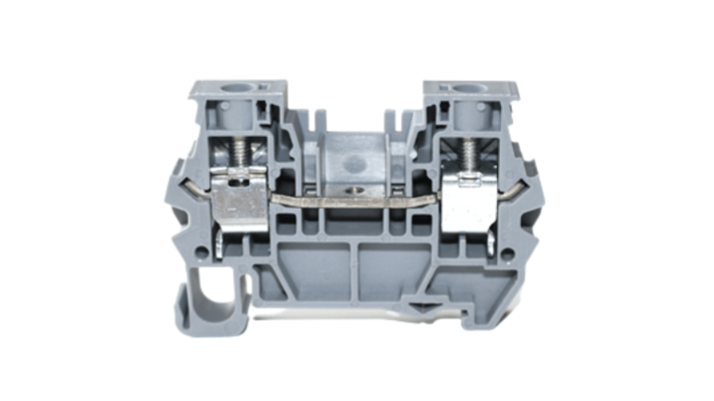 RS PRO Grey Feed Through Terminal Block, 6mm², 1-Level, Clamp ...