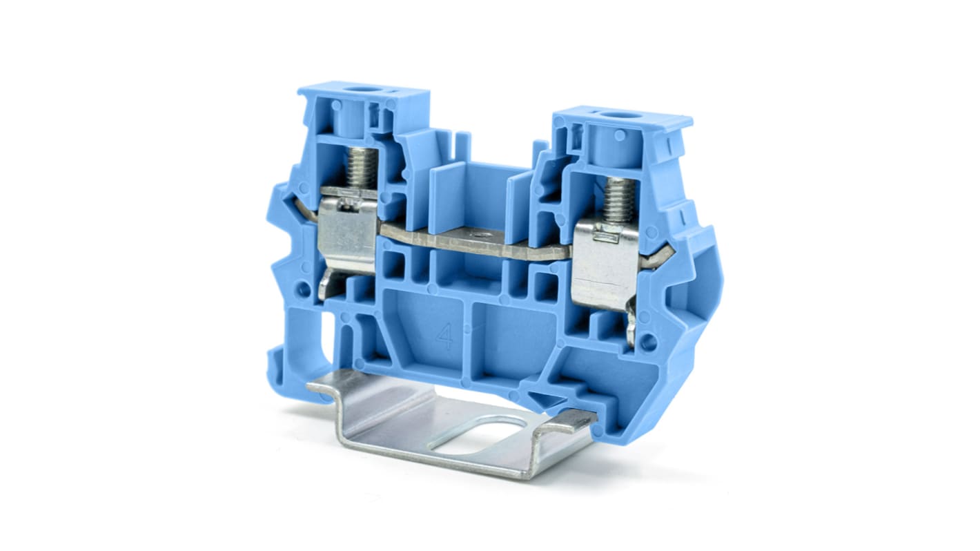 RS PRO Blue Feed Through Terminal Block, 6mm², 1-Level, Clamp ...