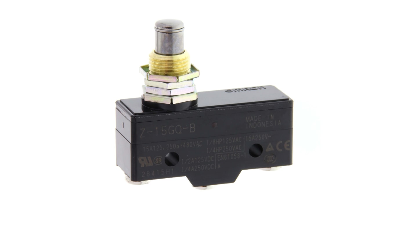 Z-15GQ-B | Omron Plunger Limit Switch, NO/NC, IP00, SPDT, Thermosetting Resin Housing, 500V ac ...