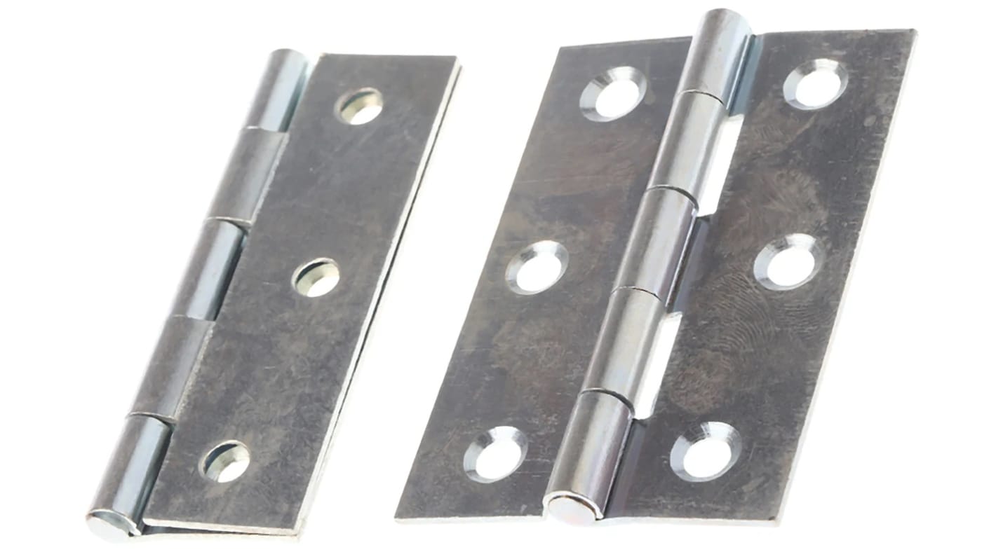 RS PRO Steel Butt Hinge with a Fixed Pin, Screw Fixing, 75mm x 49mm x 1 ...