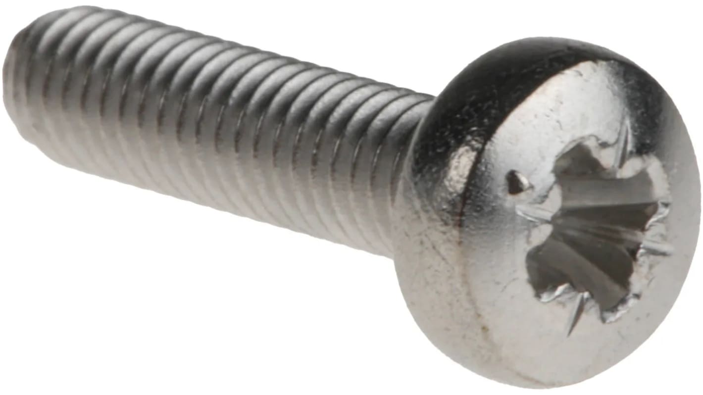 RS PRO Pozi Pan A4 316 Stainless Steel Machine Screw DIN 7985, M3x12mm | RS