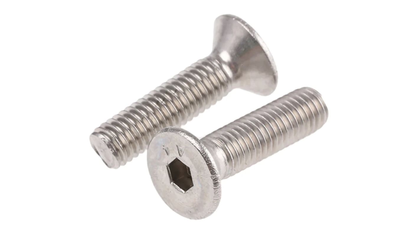 RS PRO Plain Stainless Steel Hex Socket Countersunk Screw, ISO 10642, M5 x 20mm | RS