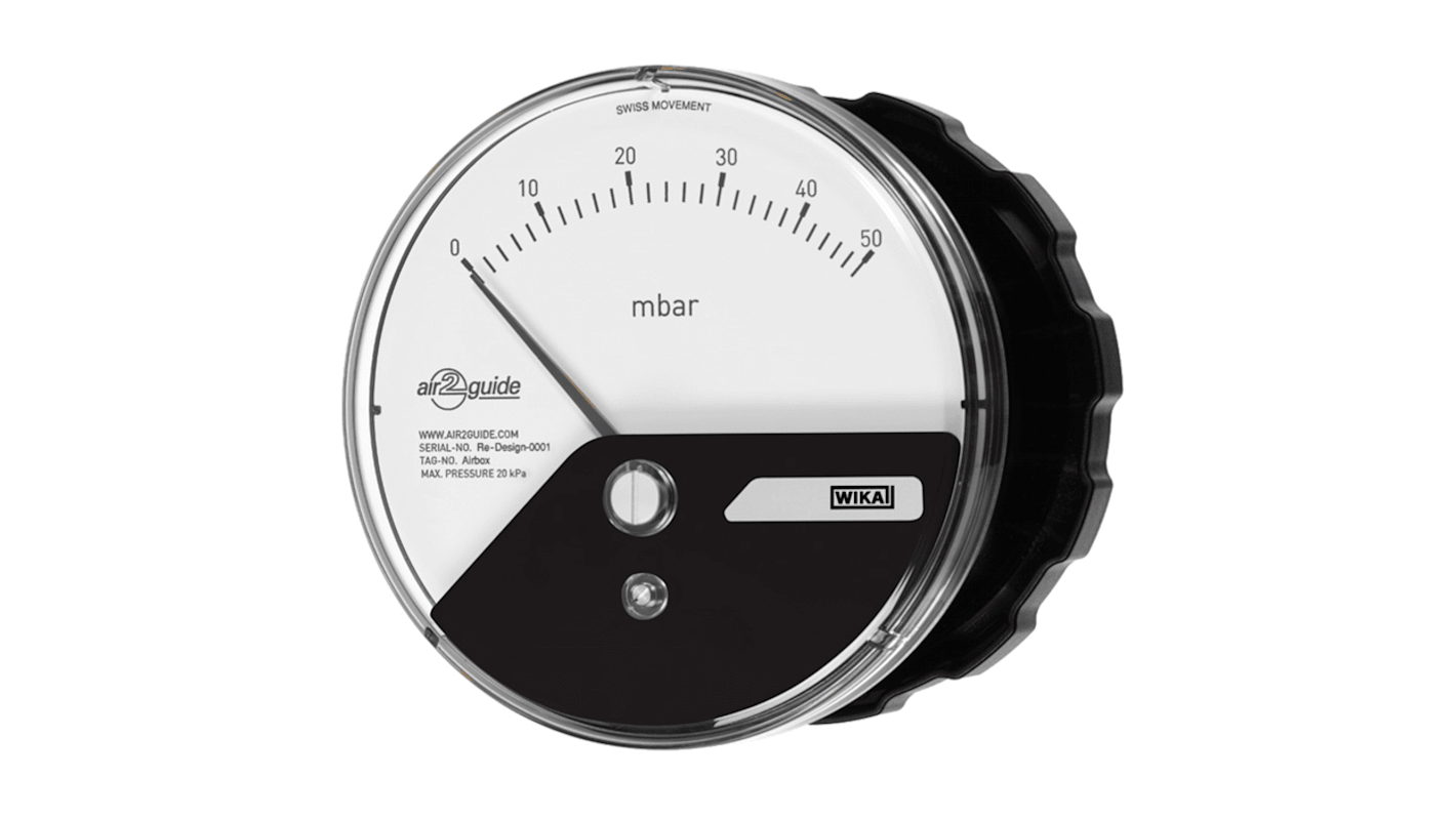 WIKA G 1/8 Dial Differential Pressure Gauge 1500Pa, 48806203, 0Pa min. | RS