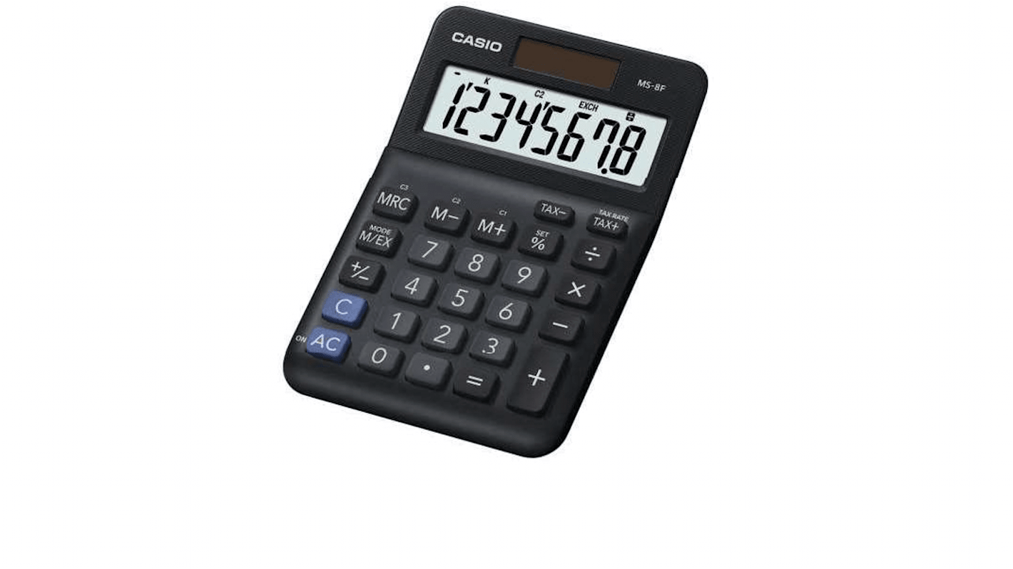 MS-8F-WA-EP | Casio Battery & Solar Powered Desktop Calculator | RS