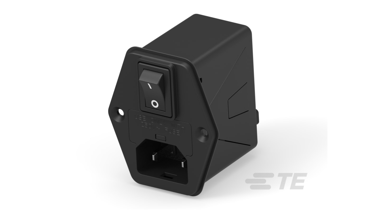 TE Connectivity 12A, 120 → 250 V ac Male Vertical Mount IEC Inlet ...