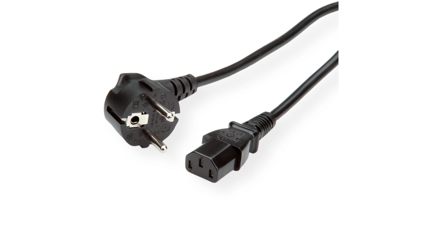 19.08.1030-50 | Roline Straight CEE 7/7 Plug to Straight IEC C13 Socket ...