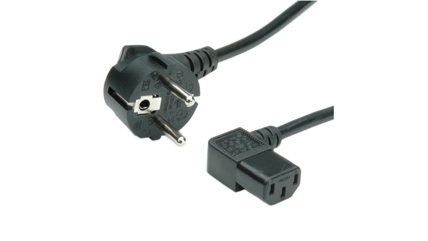 19.08.1118-50 | Roline Right Angle CEE 7/7 Plug to Right Angle IEC C13 ...