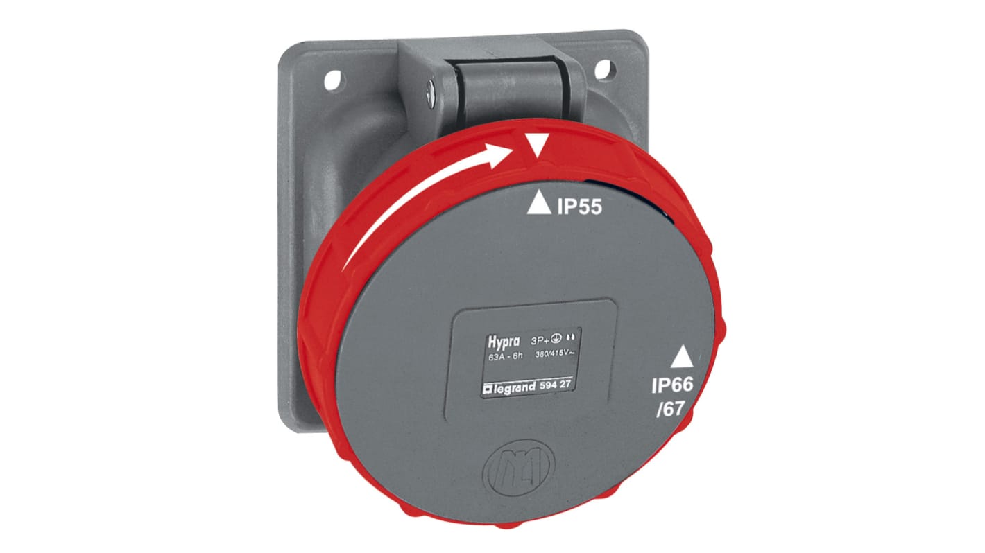 0 594 27 | Legrand Power Socket, 4 Poles, 63A, Outdoor Use | RS