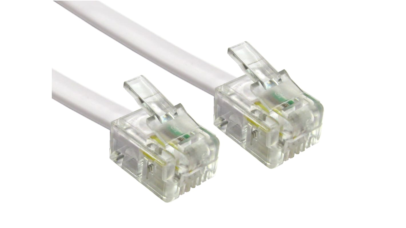RS PRO Male RJ11 to Male RJ11 Telephone Cable, White Sheath | RS