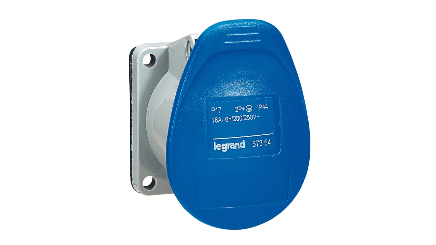 0 573 54 | Legrand Blue Power Socket, 3 Poles, 16A, Outdoor Use | RS