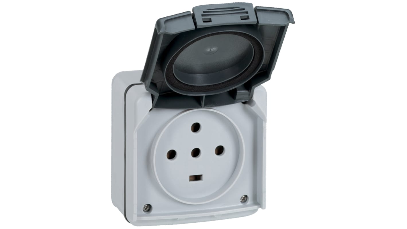 0 916 57 | Legrand, Plexo IP55 Grey Surface Mount 3P + N + E Socket ...