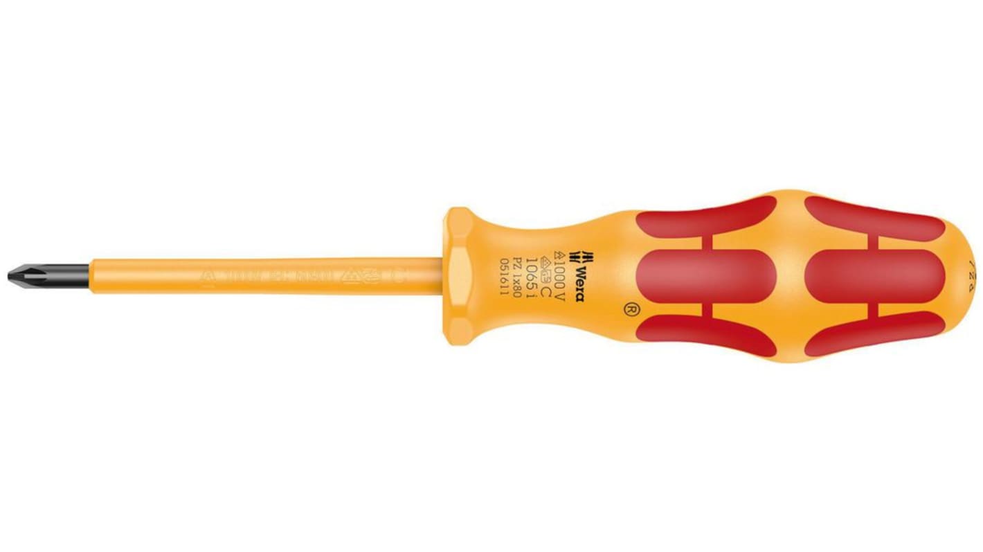 05051611001 | Wera Pozidriv Insulated Screwdriver, PZ1 Tip, VDE/1000V | RS
