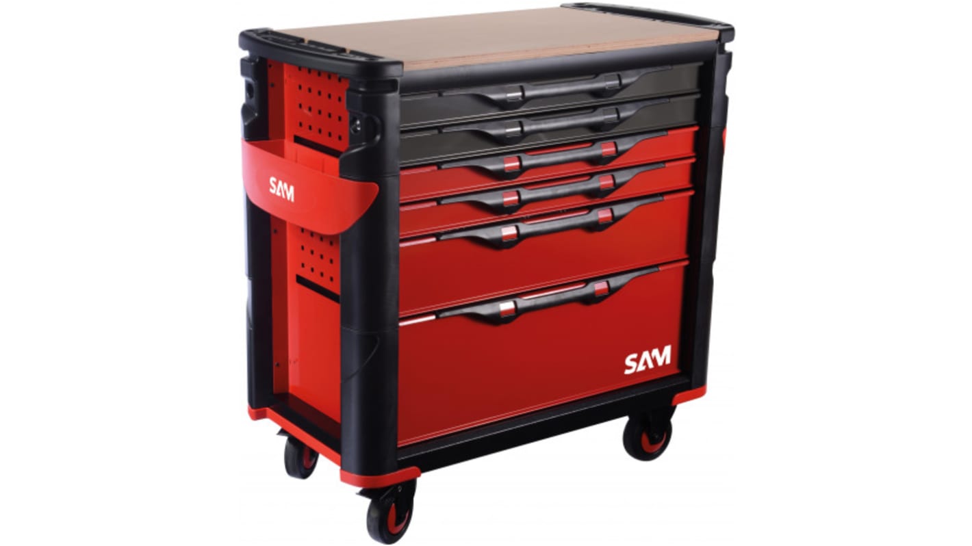 416-BXL | SAM 6 drawer Stainless Steel Wheeled Tool Trolley, 1m x 510mm ...