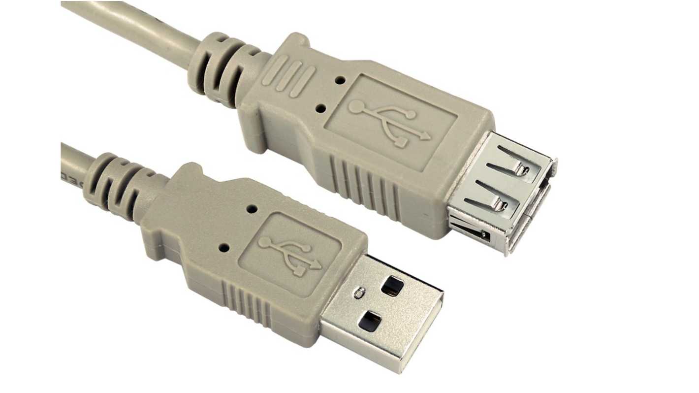RS PRO USB 2.0 Cable, Male USB A to Female USB A Cable, 2m | RS
