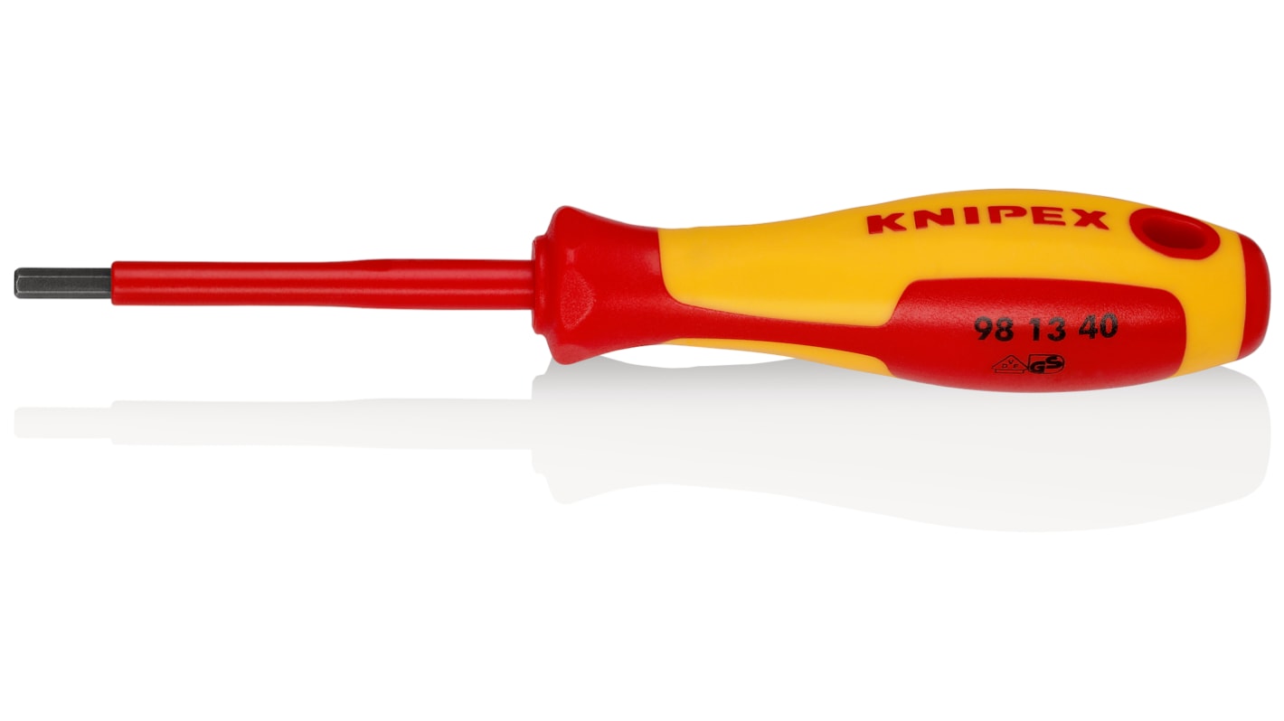 98 13 40 | Knipex Hexagon Insulated Screwdriver, 4 mm Tip, 75 mm Blade ...