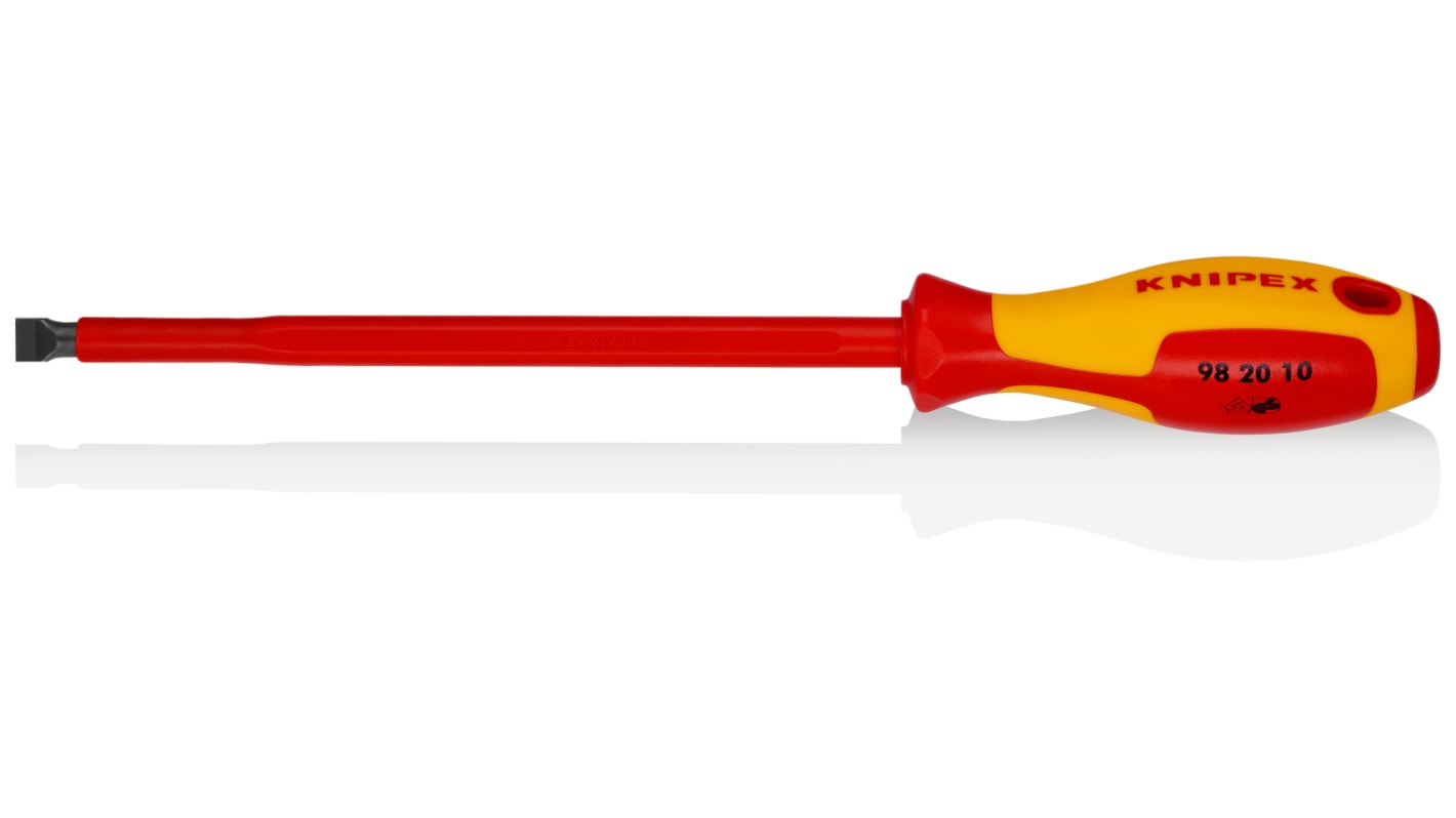 98 20 10 | Knipex Slotted Insulated Screwdriver, 10 mm Tip, 200 mm ...