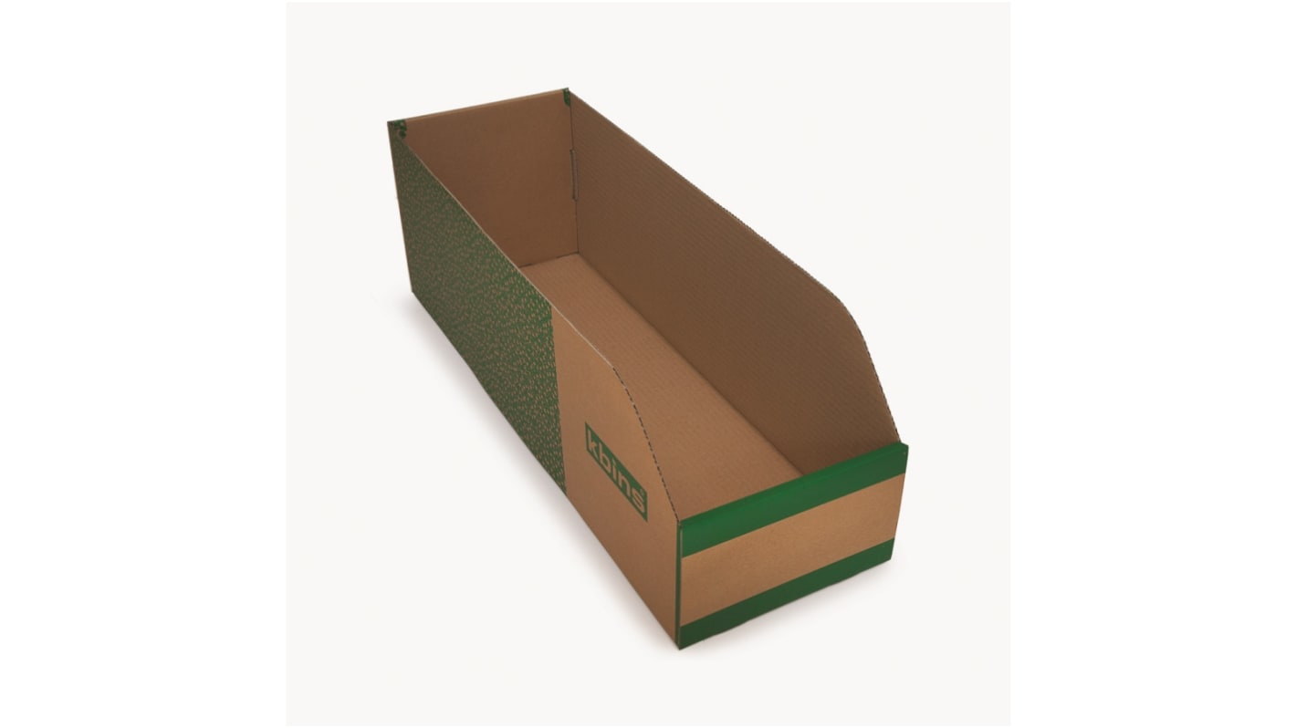 B6020 | Kbins Cardboard Recycle Bin, 200mm x 200mm, Green, White | RS