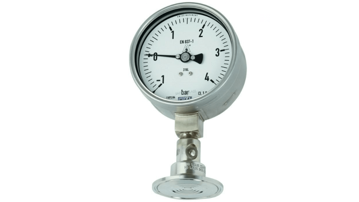 WIKA DN 38.1 Analogue Pressure Gauge 10bar Bottom Entry, 48712553, 0bar ...