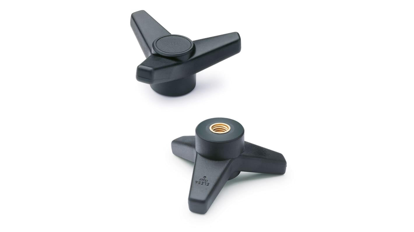 Elesa 65636 Black Glass Fibre Reinforced Polyamide Knob, M10, Threaded Hole | RS