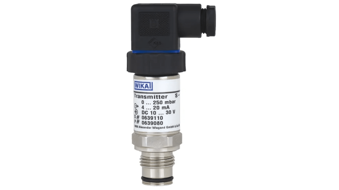7249552 | WIKA S-11 Series Pressure Sensor, 0bar Min, 10bar Max, 2 Wire, 4 → 20 mA Output, Gauge ...