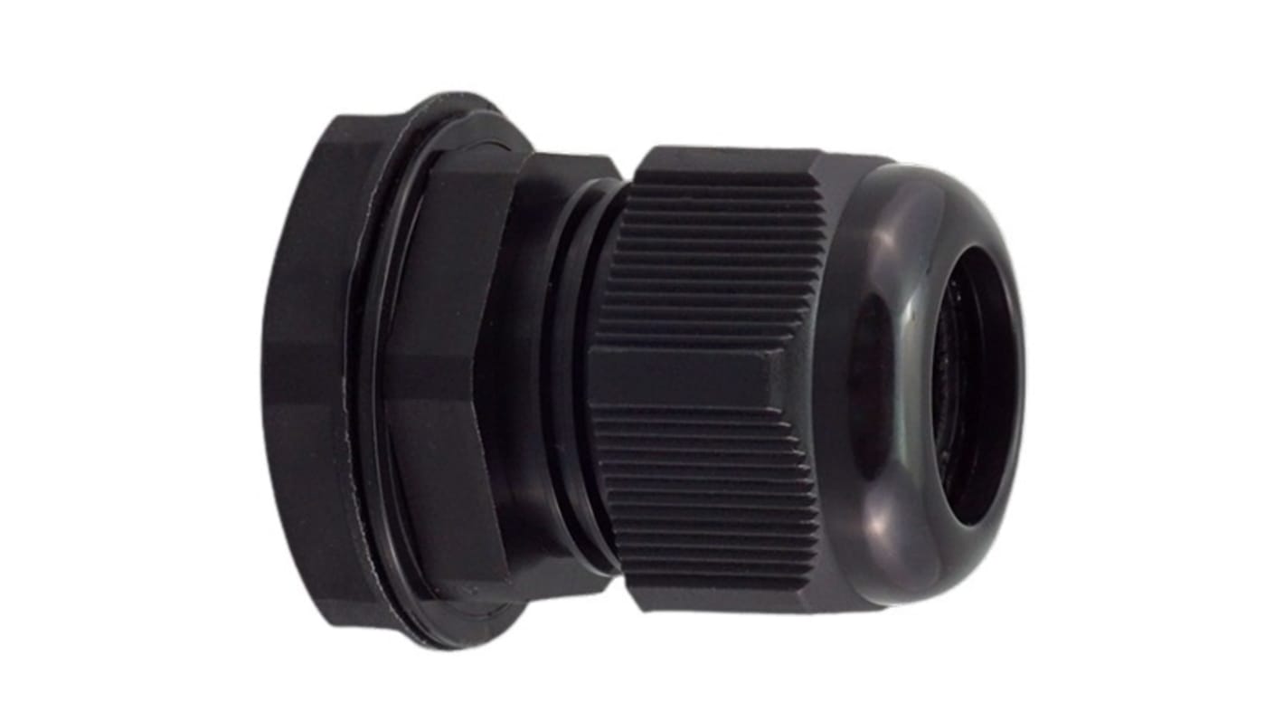 RS PRO Black Nylon Cable Gland, PG7 Thread, 3mm Min, 6.5mm Max, IP68 | RS