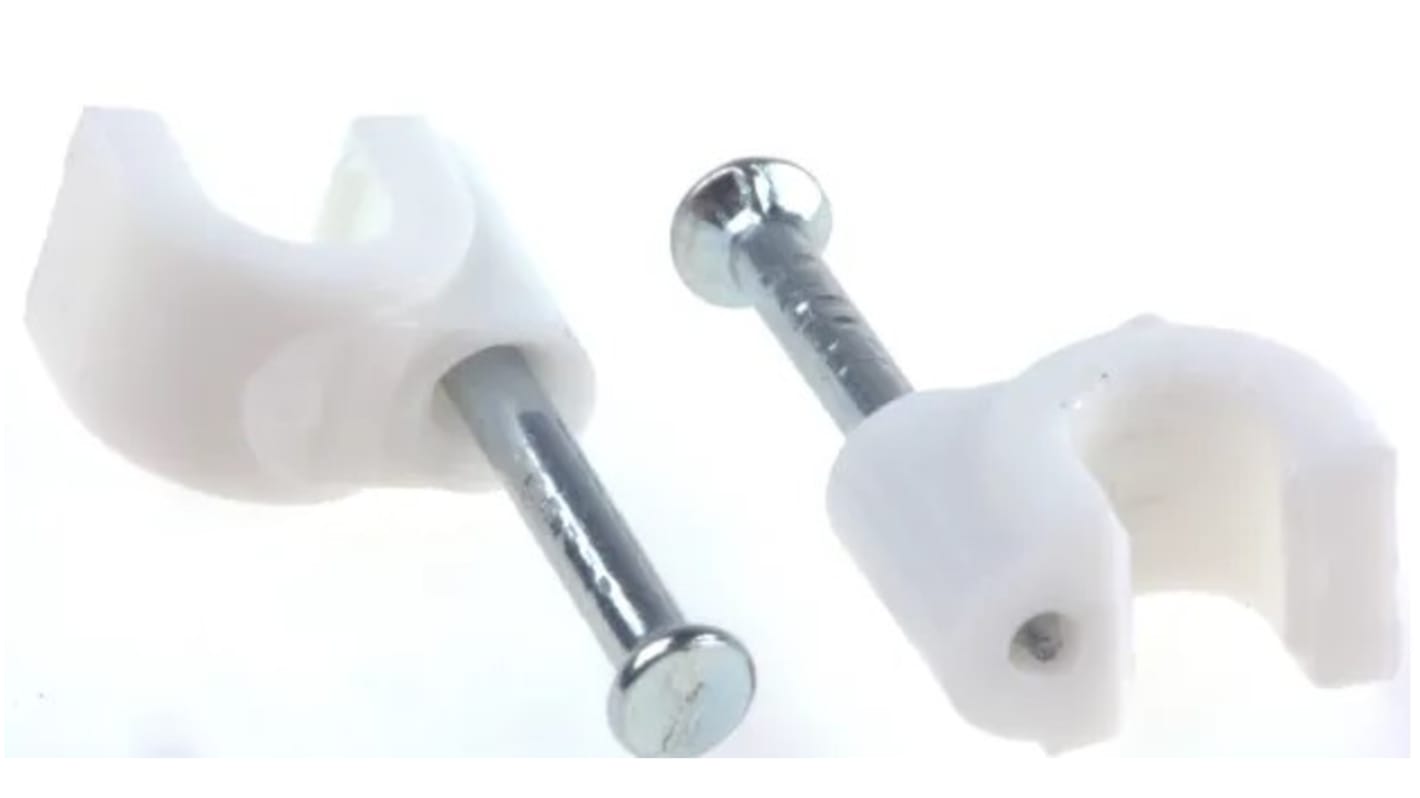 RS PRO White PE Round Cable Clip, 5mm Max. Bundle | RS