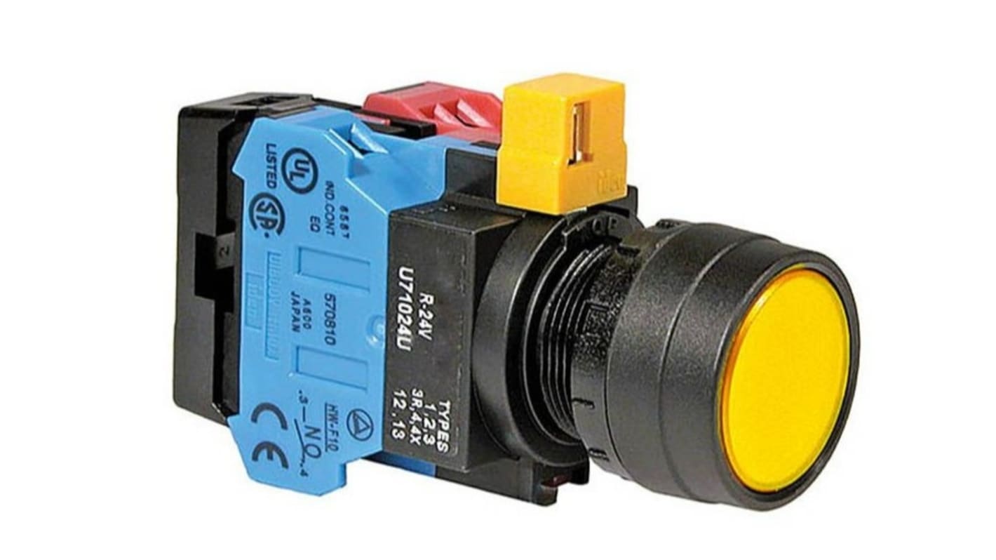 HW1L-M101Q4Y | Idec HW Series Series Illuminated Push Button, Momentary ...